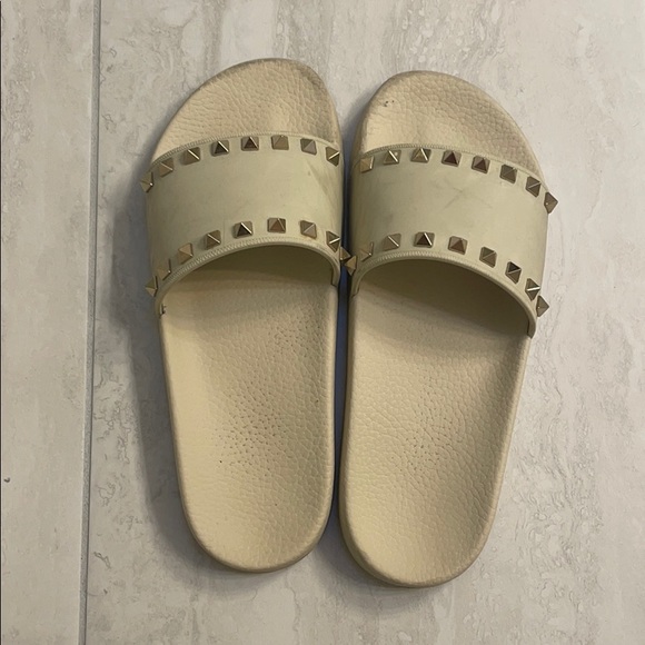 Valentino | Shoes | Valentino Rockstud Slides White Size 4 | Poshmark